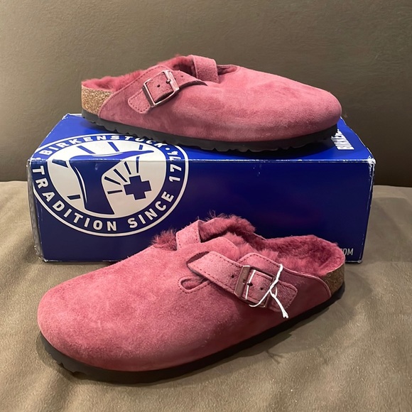 Birkenstock | Shoes | Birkenstock Boston Shearling Maroon | Poshmark